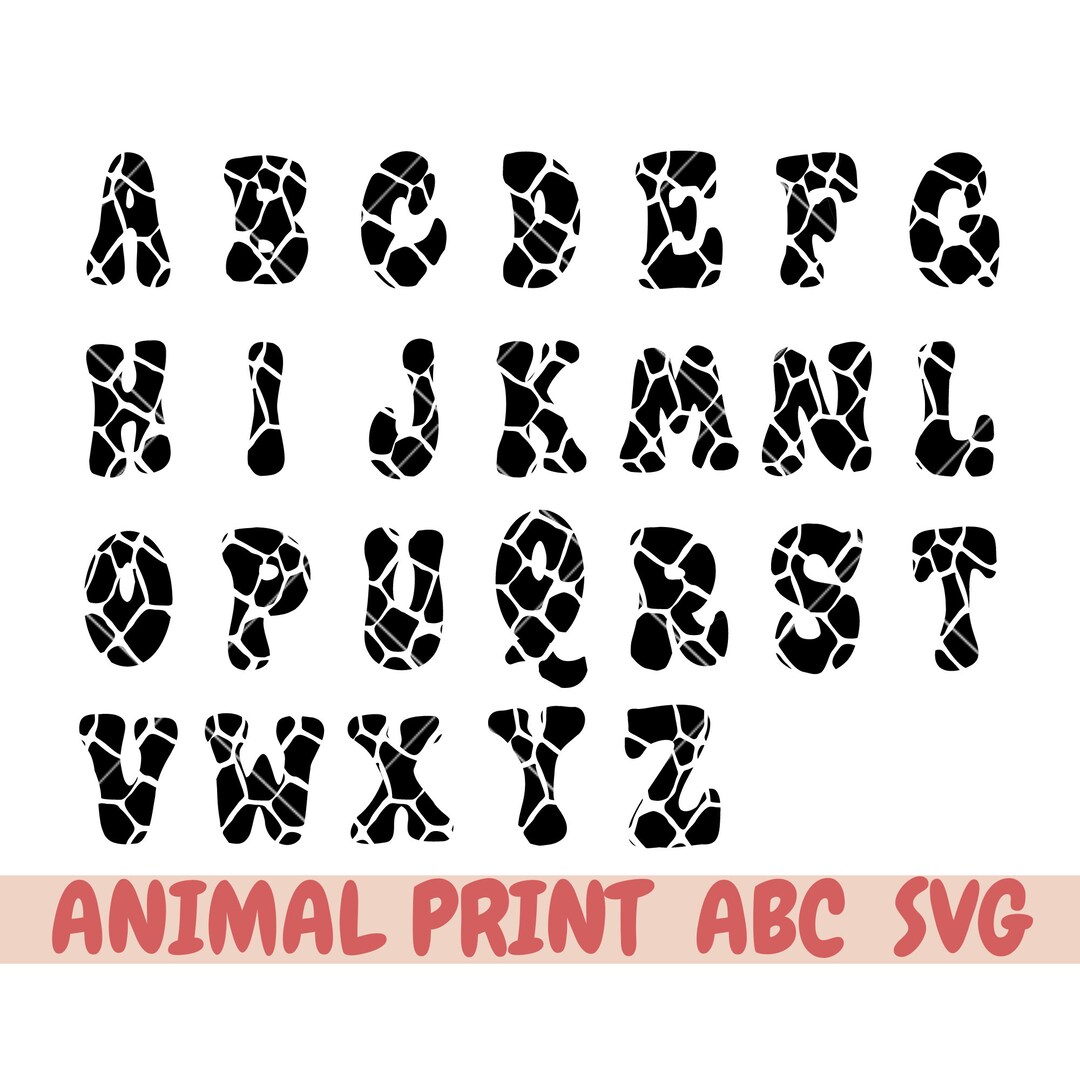 Leopard Print ,doodle Alphabet Letters PNG Bundle, Cheetah Animal Print ...