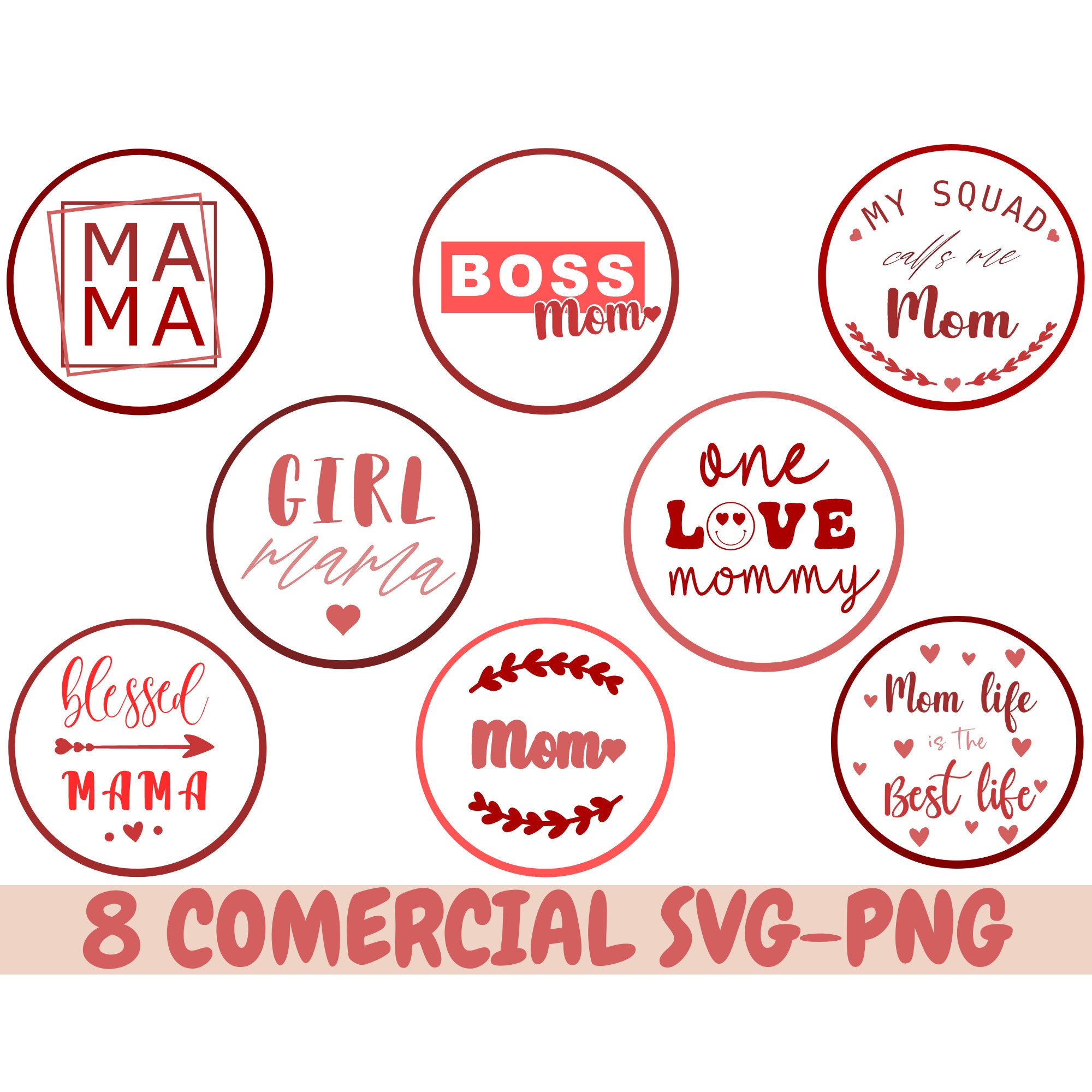 Mom Life Keychain SVG Round Keychain SVG Keychain Pattern - Etsy