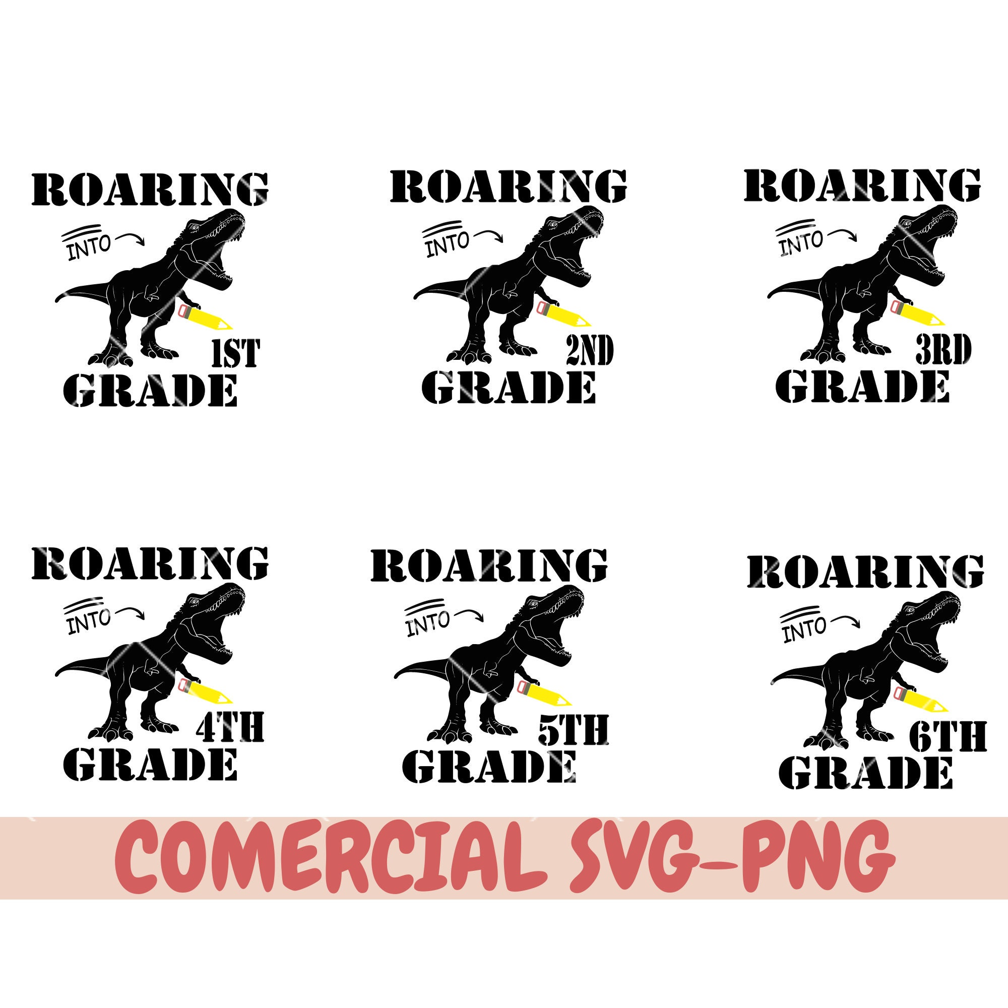 Roaring Into 3rd Grade Svg Back to School SVG Bundle School - Etsy