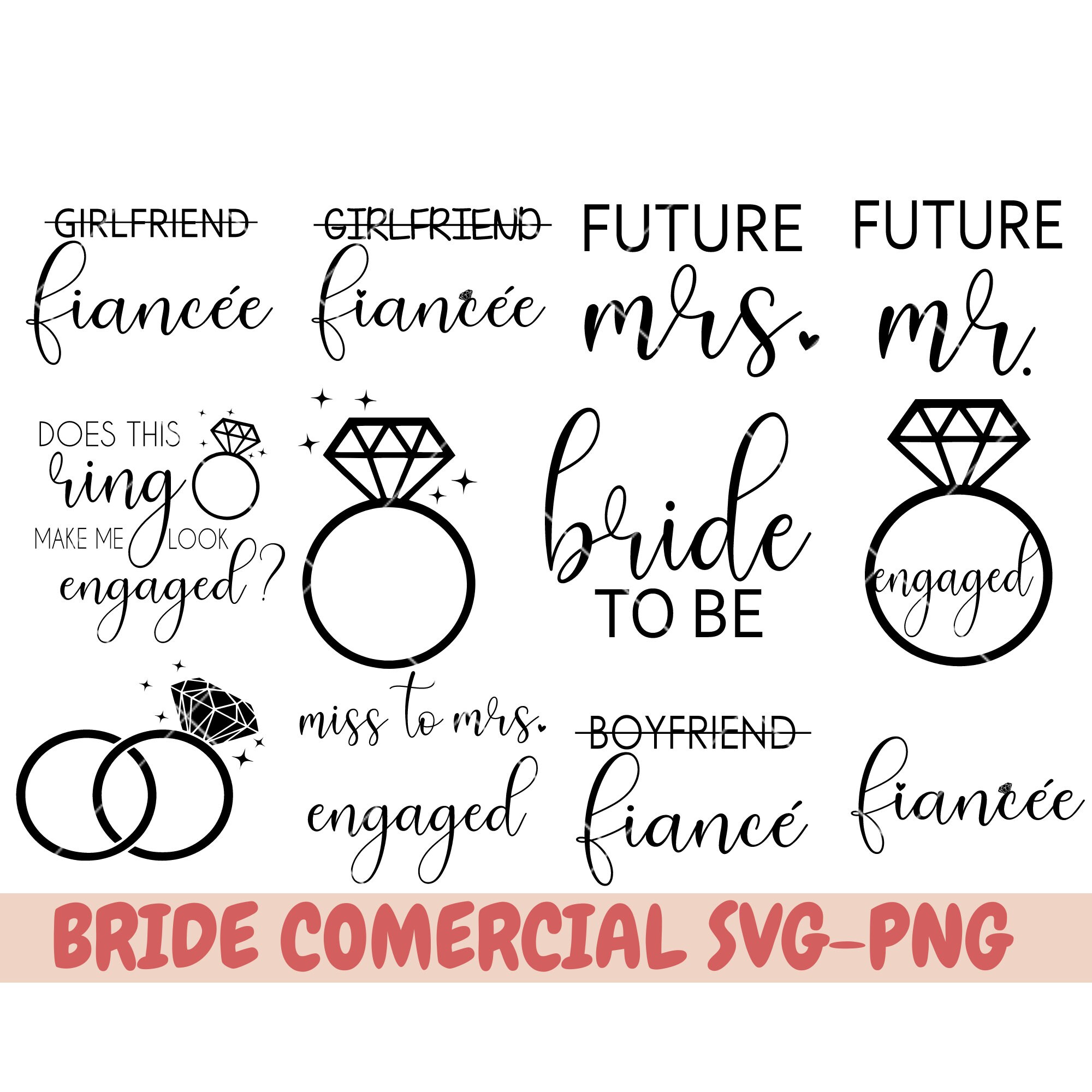 Engaged Wedding Bride Bundle, Fiance Fiancee, Boyfriend Girlfriend ...