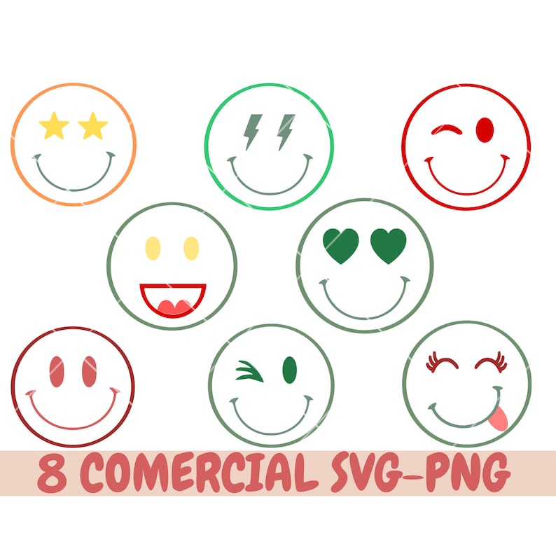 Smiley Face SVG PNG JPEG Bundle Smiley Svg Happy Face Svg - Etsy