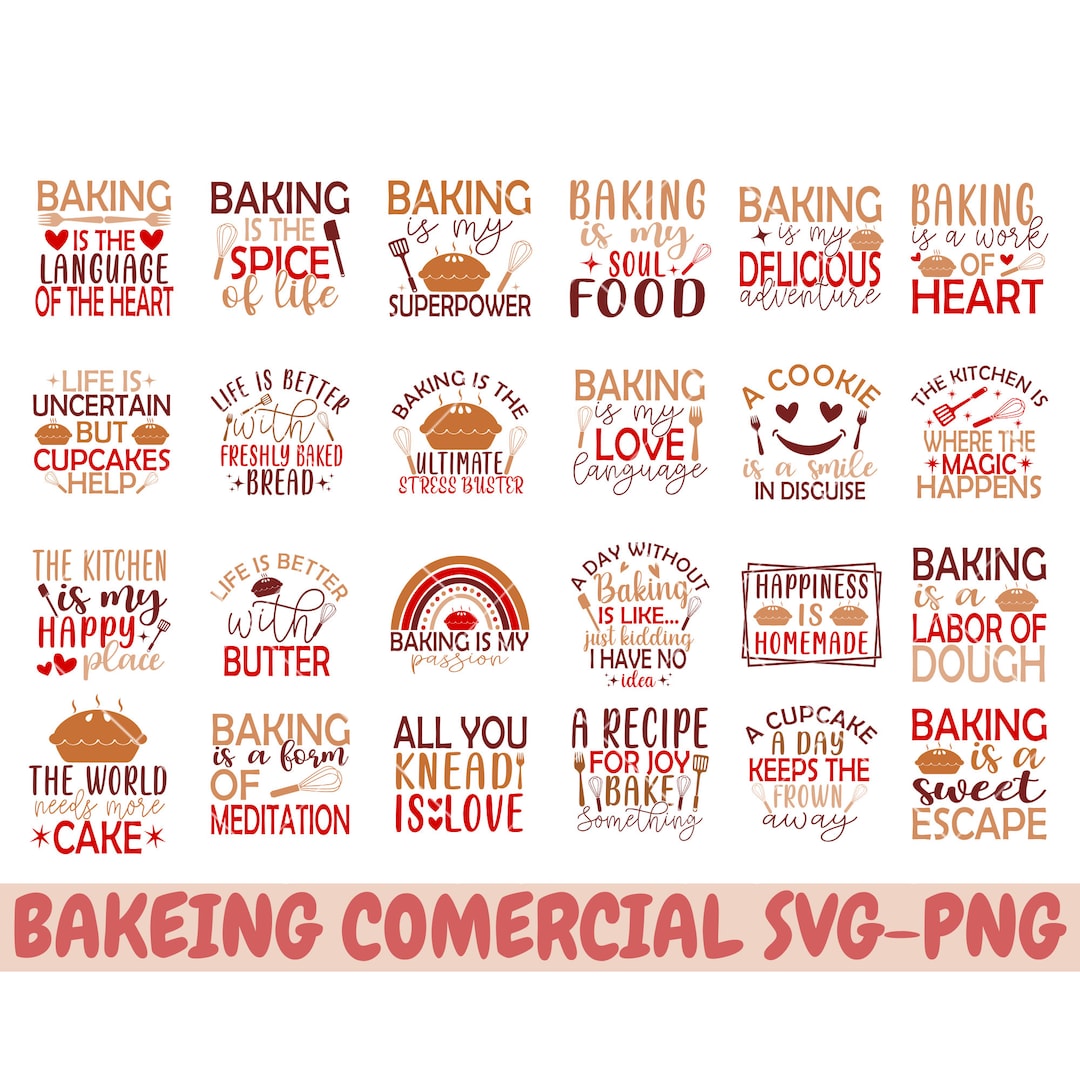Baking Svg Bundle, Kitchen SVG Bundle, Baking Svg, Baking Quotes, Pies ...