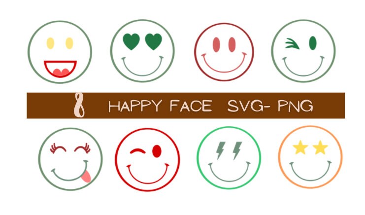 Smiley Face SVG PNG JPEG Bundle Smiley Svg Happy Face Svg | Etsy