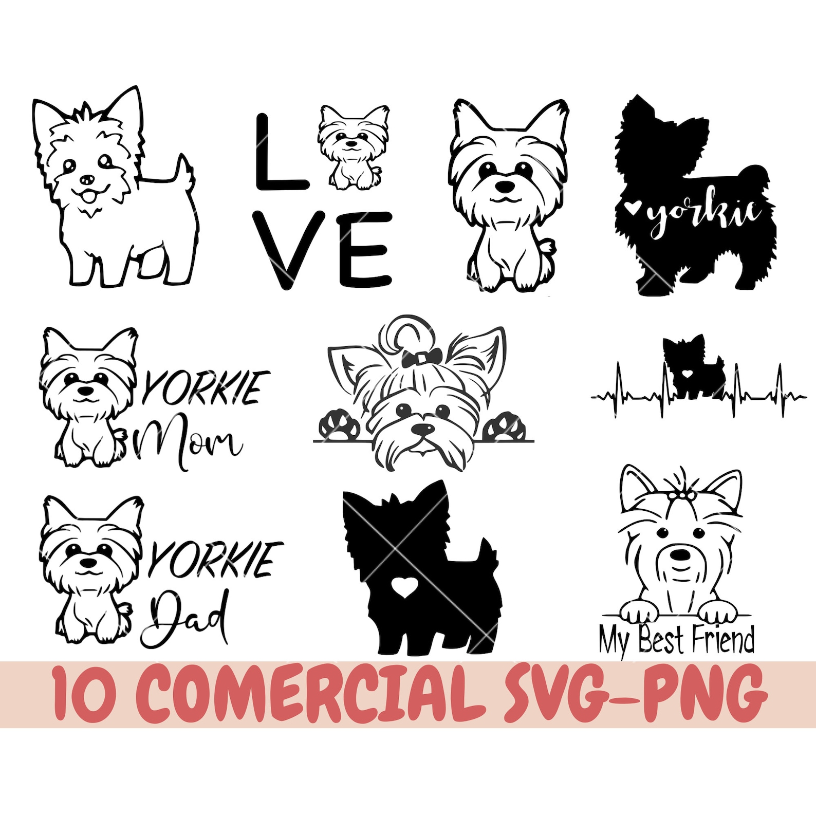 Yorkie Dog Svg Bundle Yorkie Svg Files Svg Yorkie Mom Svg - Etsy