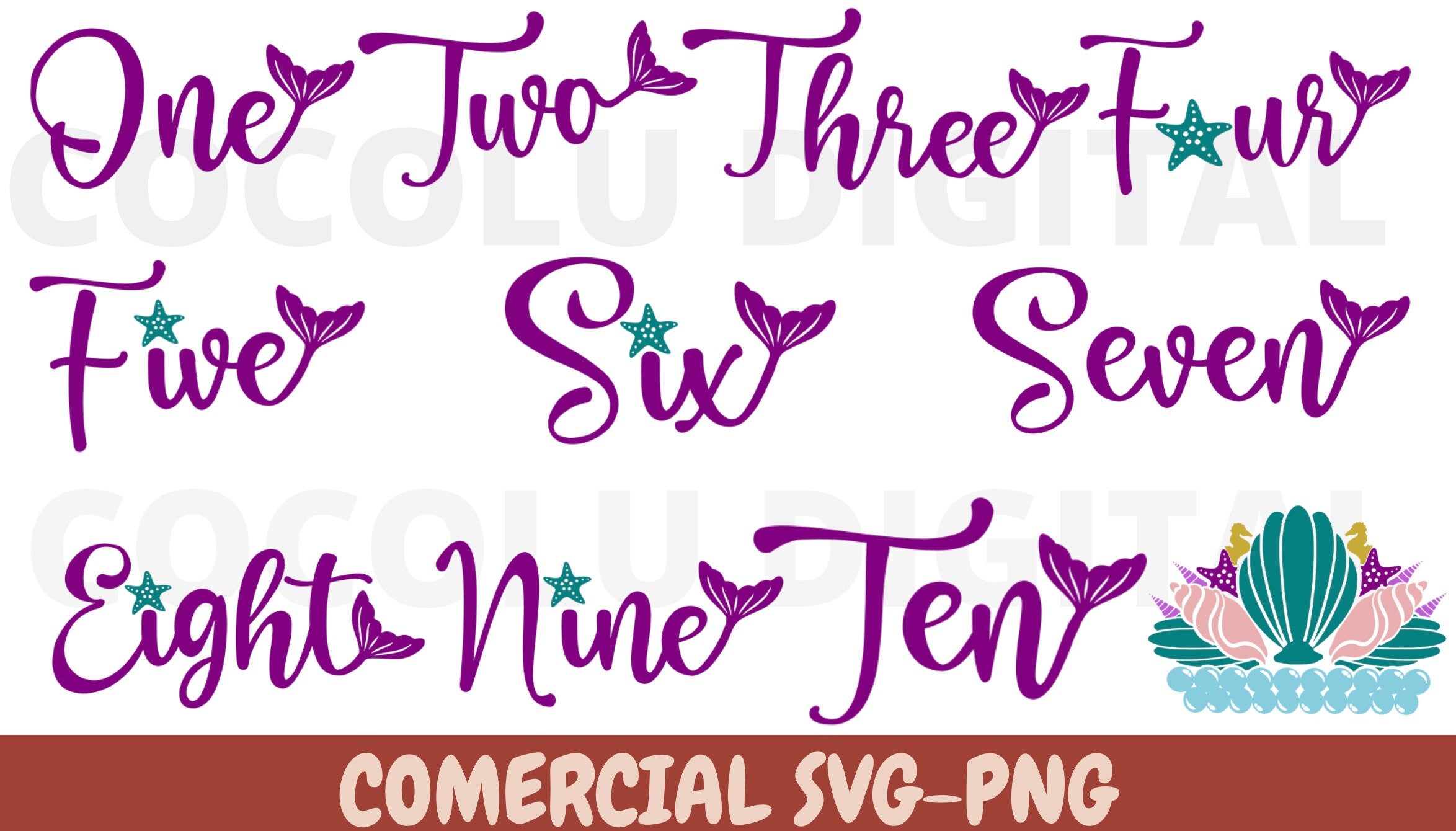 Mermaid Birthday Svg Mermaid Svg Mermaid Numbers Mermaid | Etsy