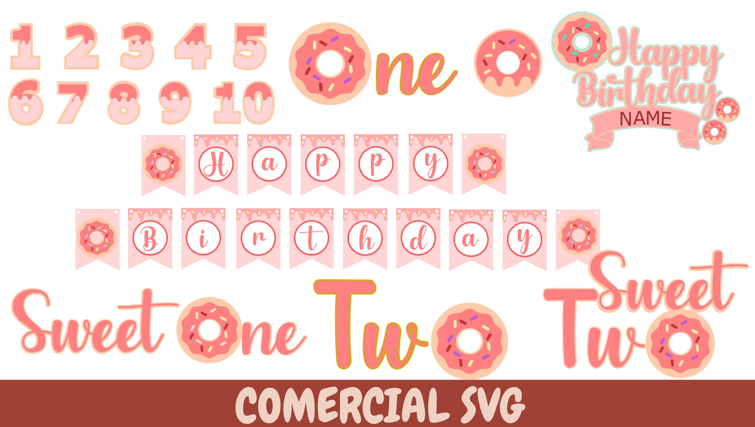 Donut Svg Donut Numbers Svg Happy Birthday Svg Donut Cake | Etsy
