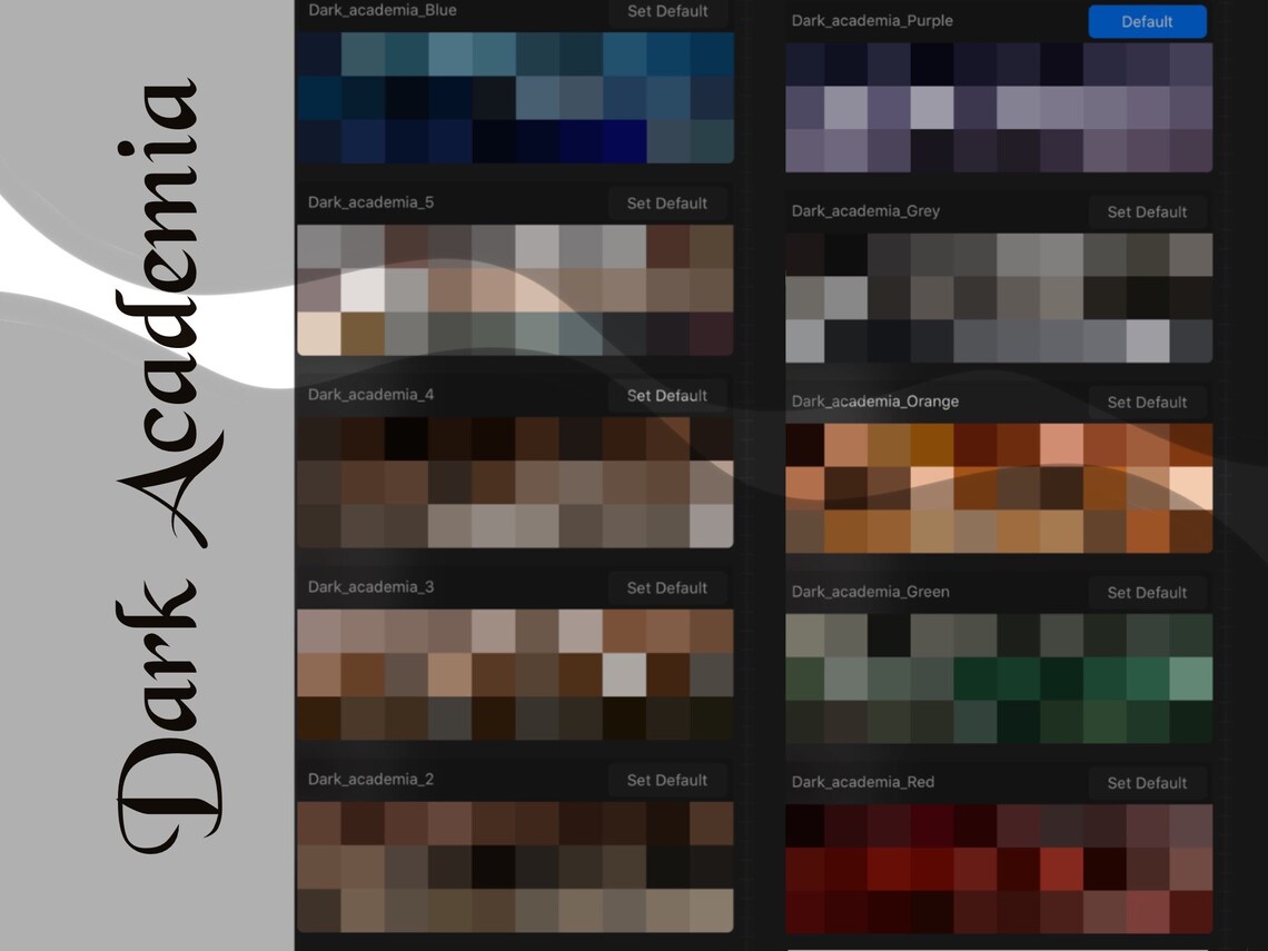 Dark Academia Procreate Color Palette Instant Digital - Etsy Dark Academia Procreate Color Palette Instant Digital - Etsy