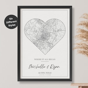 Custom Map Poster, Where We Met Map, Personalized Couples Gift, Custom ...