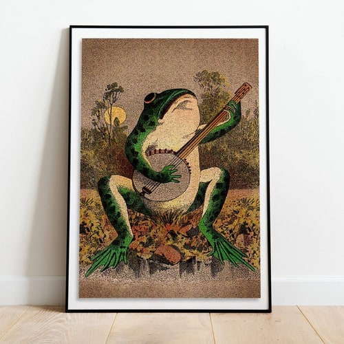 Cute Vintage Frog Art Print Frog Playing Banjo Victorian - Etsy