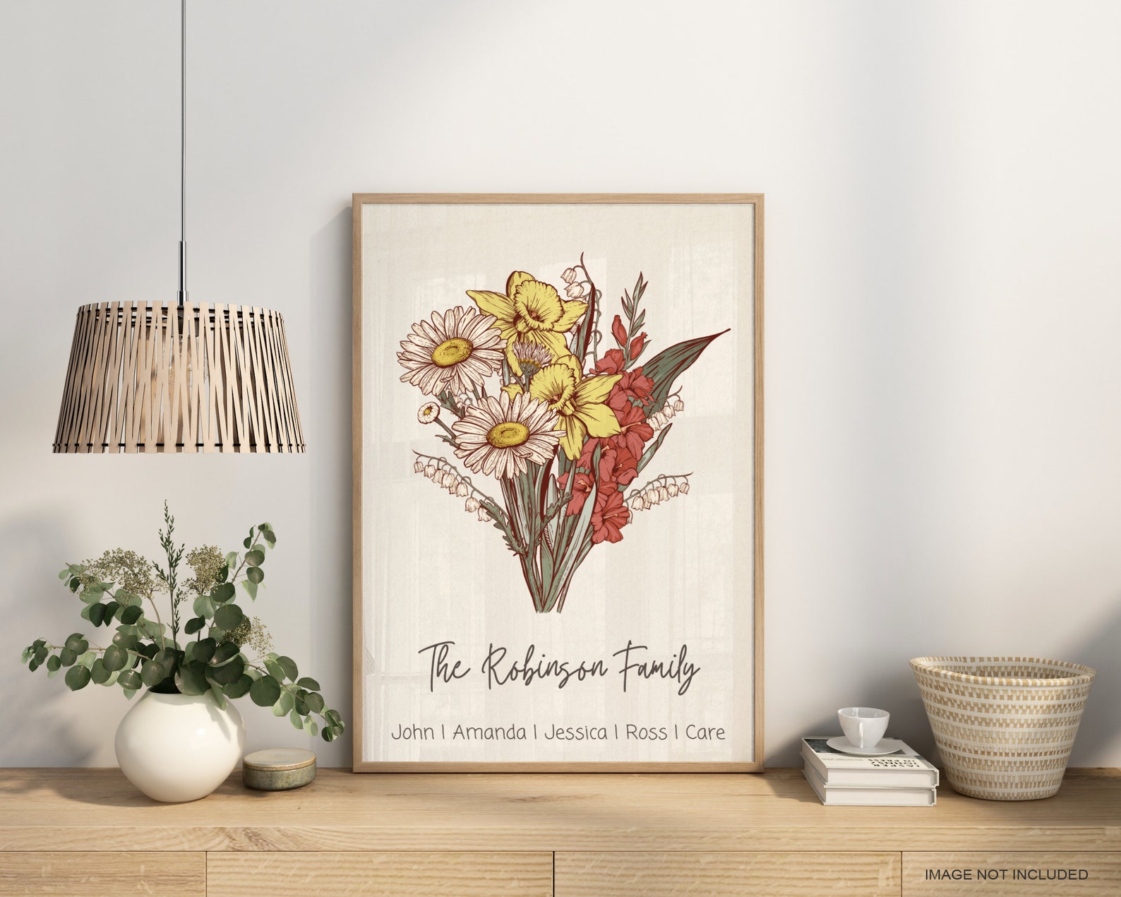 Custom Family Flower Bouquet, Birth Month Flower Art, Birth Flower ...