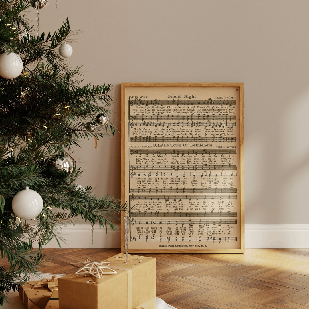 Silent Night Christmas Song Music Sheet, Christmas Song Poster ...
