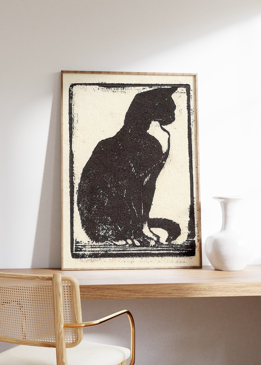 Vintage Black Cat Art Print, Funny Cat Lover Gift - Etsy