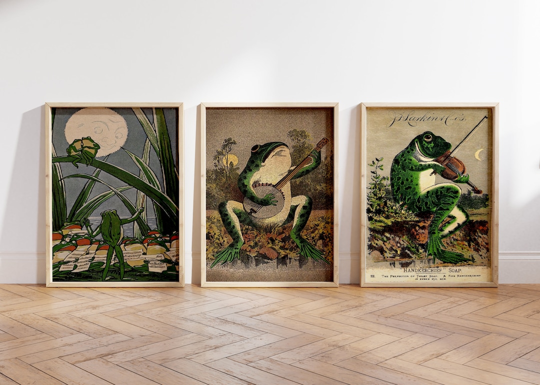 Set of 3 Vintage Frog Prints, Vintage Japanese Wall Art, Frog Poster ...