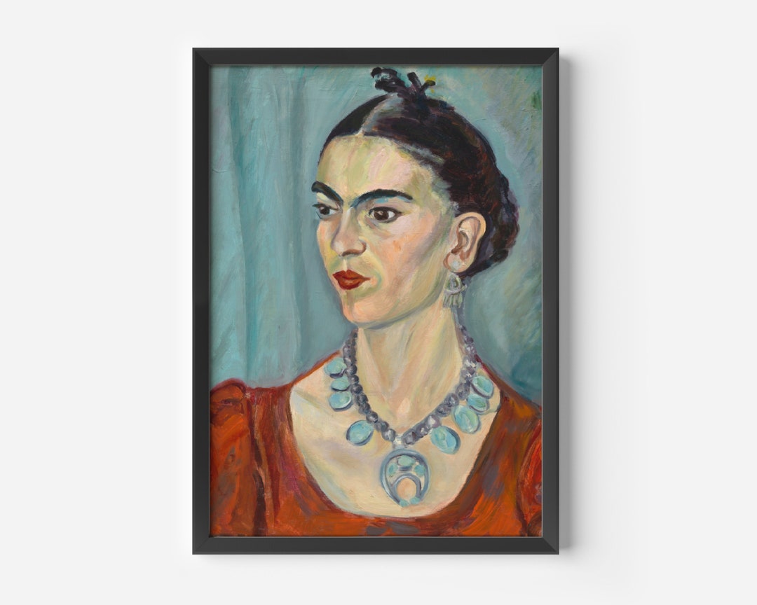 Frida Kahlo Self Portrait Print, Feminist Art, Blue Boho Decor - Etsy