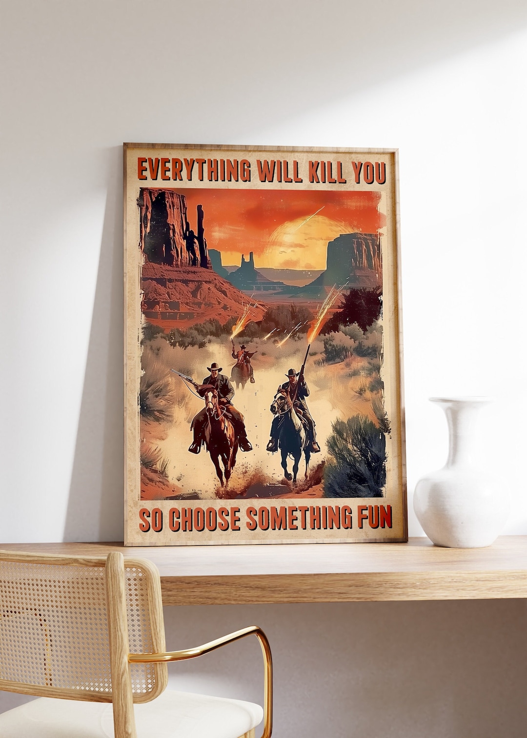 Vintage Western Cowboy Poster, Horseback Riding, Cowboy Print, Cowboy ...