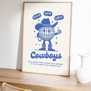 Trendy Cowboy Disco Ball Poster, Funny Cowboy Print, Funny Cowboy Quote ...