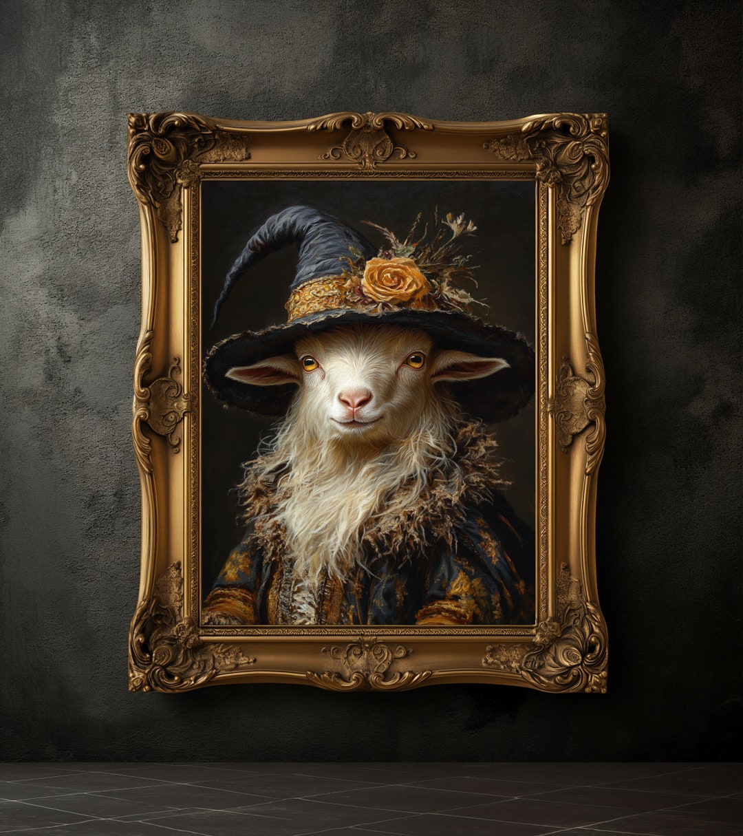 Pigmy Goat Wearing Witch Hat Print, Funny Pigmy Goat Poster, Vintage ...