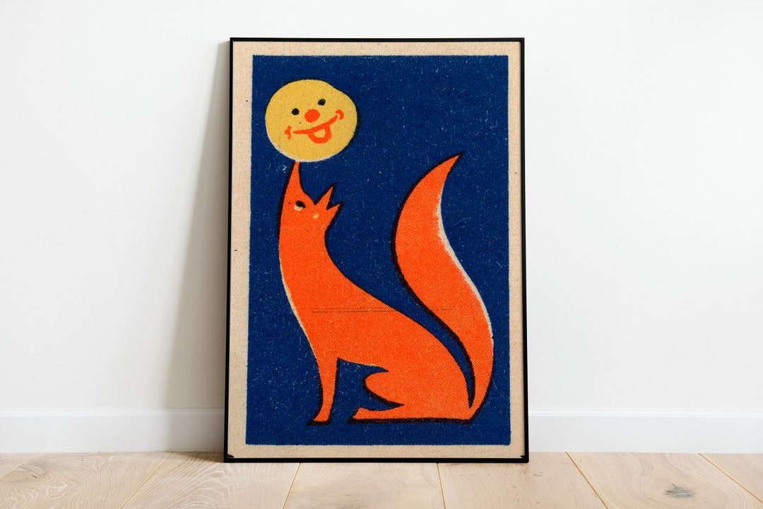 Vintage Russian Fox Matchbox Print, Rustic Nursery Wall Art - Etsy