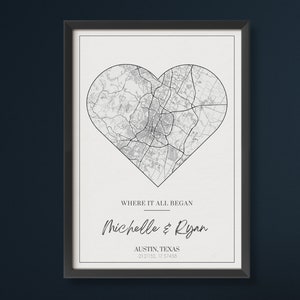 Custom Map Poster, Where We Met Map, Personalized Couples Gift, Custom ...