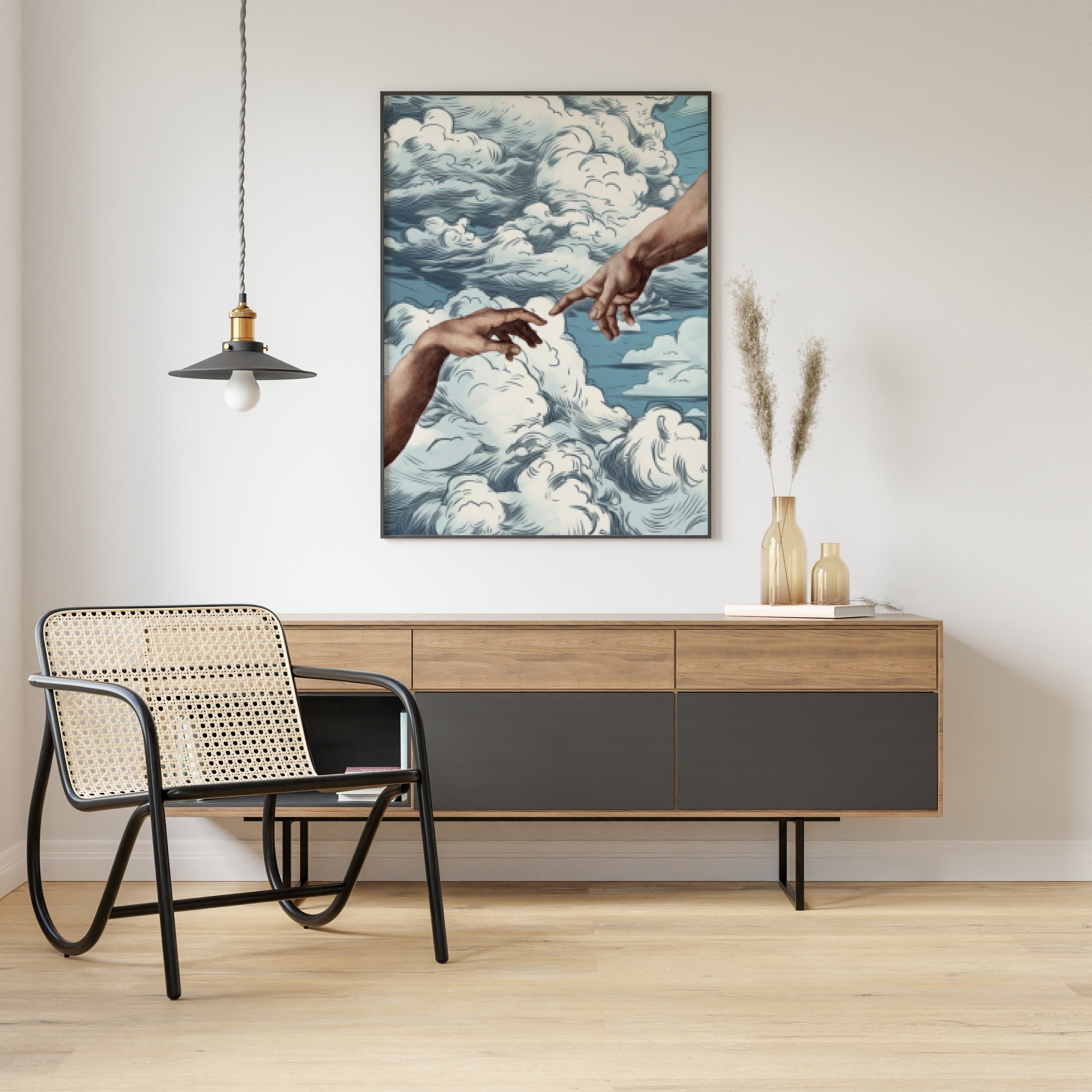 Adams Hand Art Painting, Vintage Print, Old Painting, Antique, Clouds ...
