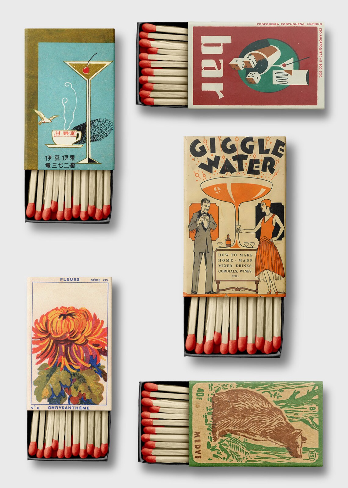 Vintage Japanese Matchbox Collage Print, Retro Bar Art - Etsy