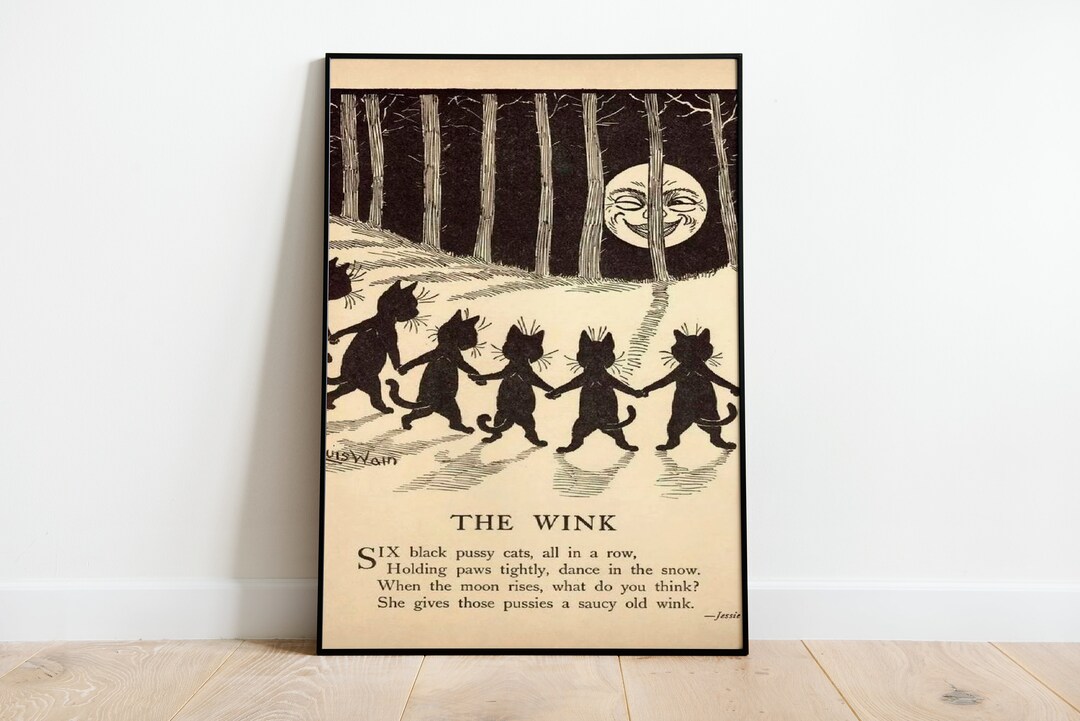 Funny Cats Dancing in the Moonlight Vintage Poster, Art Deco, Vintage ...