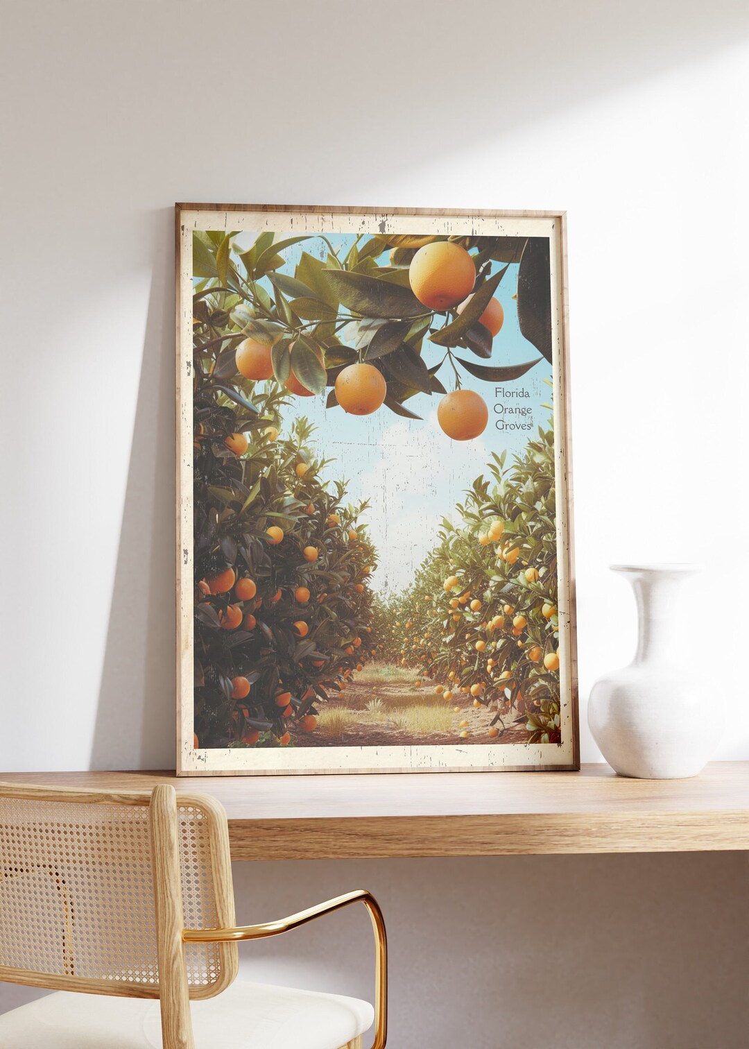 Vintage Florida Orange Grove Poster, Florida's Golden Fruit Print, Old ...