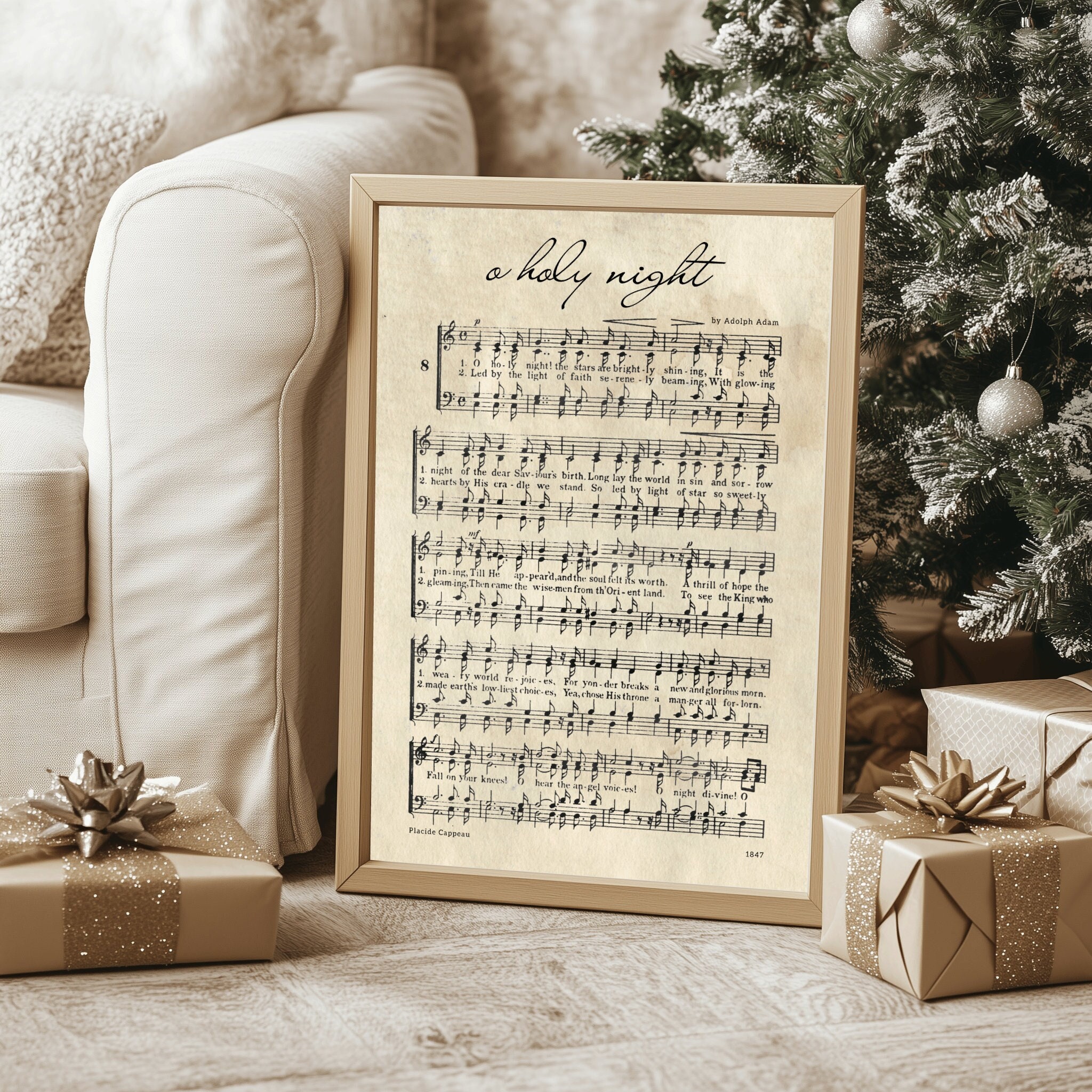 O Holy Night Christmas Song Music Sheet, Christmas Song Poster ...