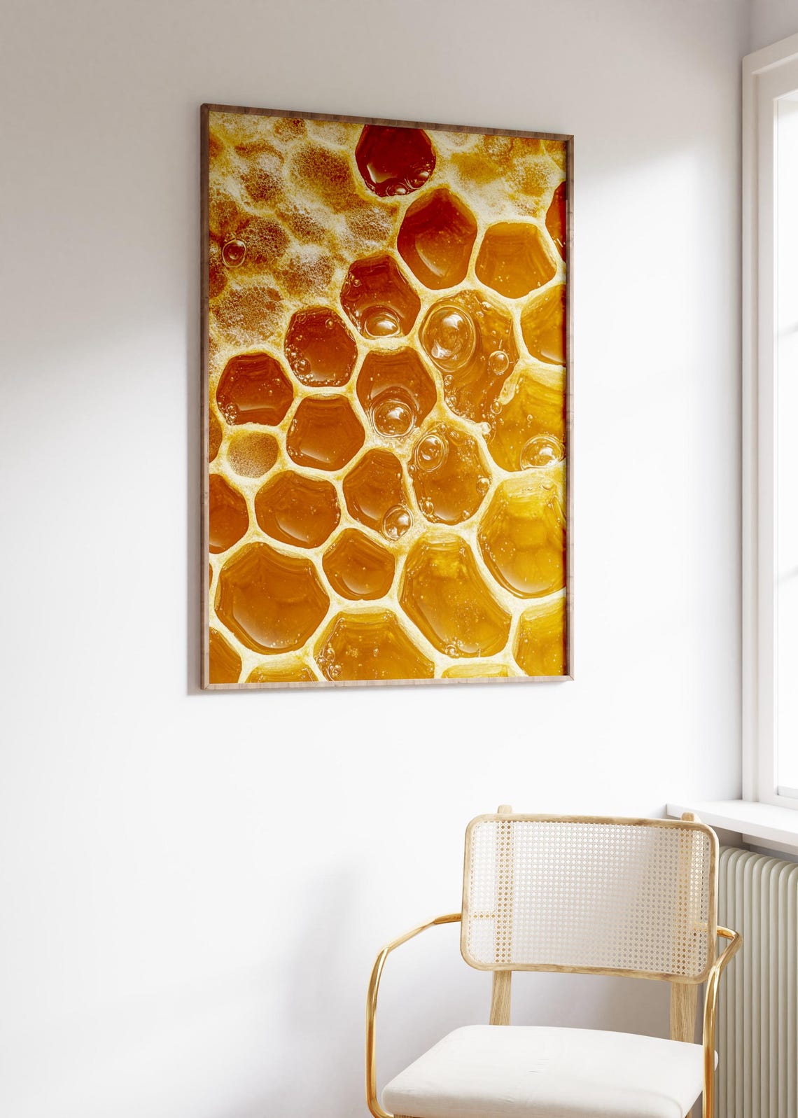 Honeycomb With Bubbles Poster, Honeycomb Print, Kitchen Wall Art, Food ...