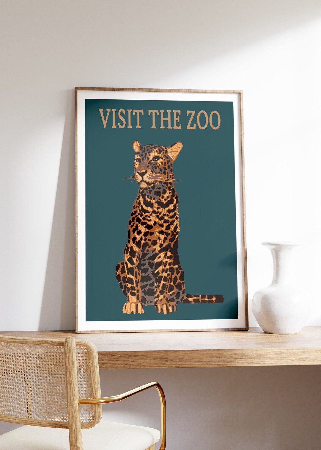Leopard "visit the Zoo" Vintage Poster , Retro Animal, Art Deco ...