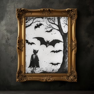 Spooky Bats Poster, Halloween Bats Print, Spooky Season Poster, Vintage ...