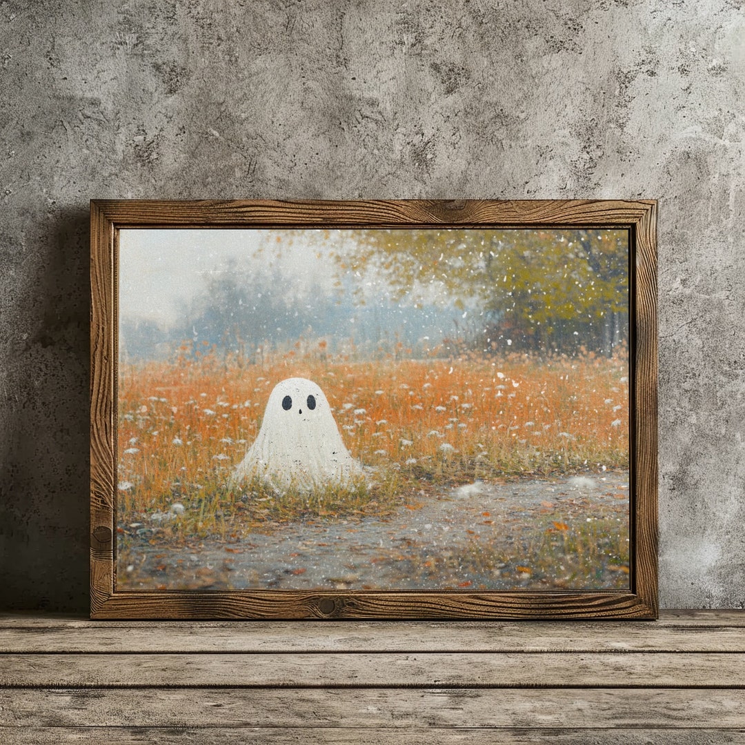 Ghost in the Field Halloween Print, Halloween Art Poster, Muted ...