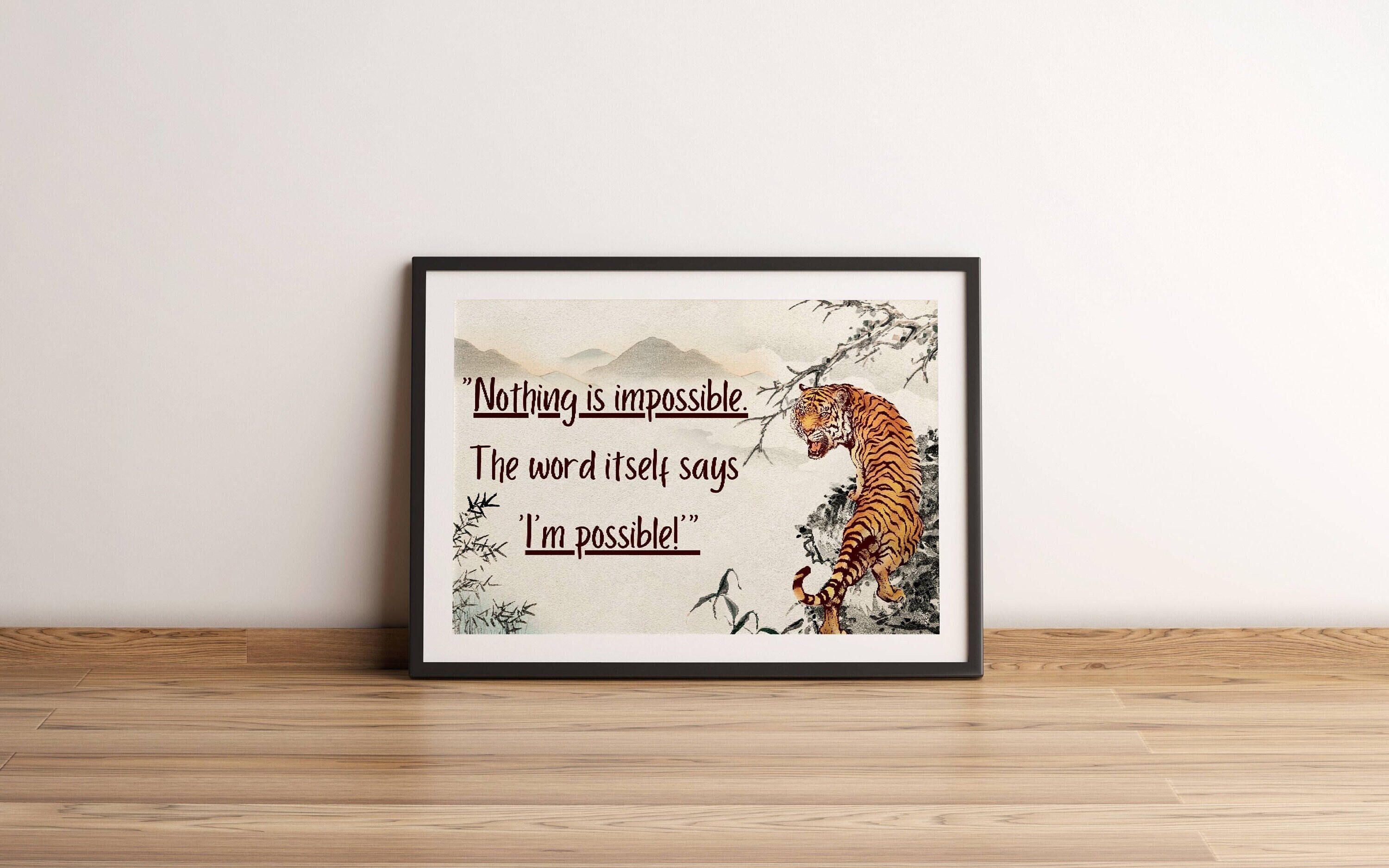 Tiger Motivational Poster Quote Print Vintage Japanese - Etsy