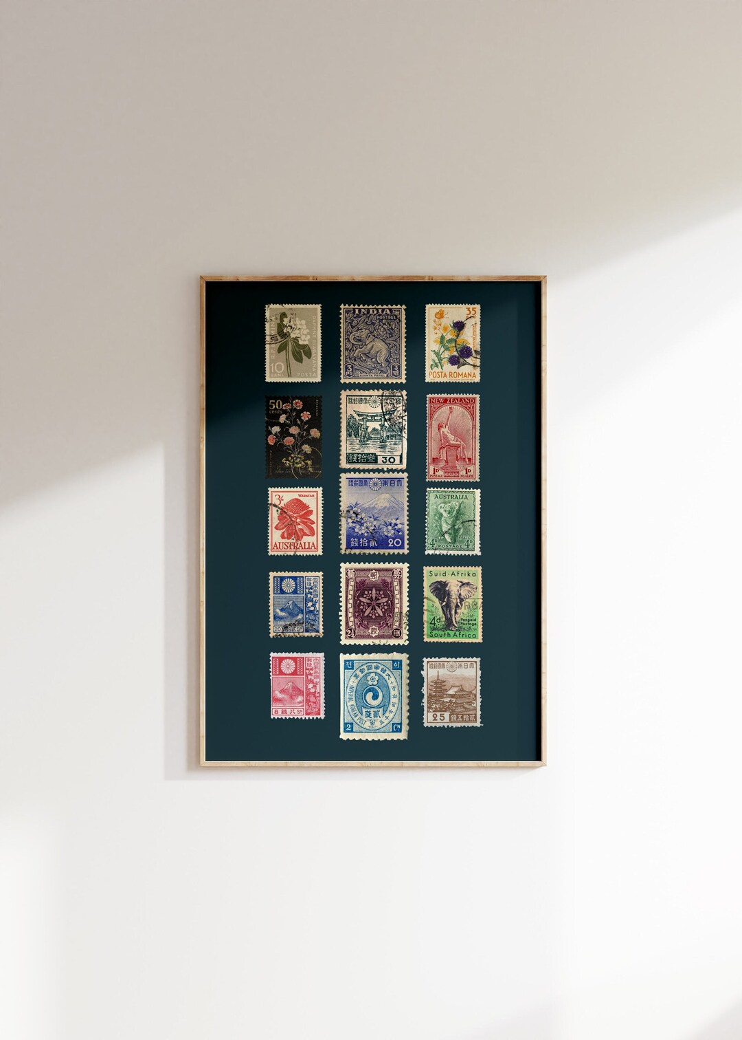 Vintage Stamps Poster, Retro Stamp Collage, Trendy Stamp Collection ...