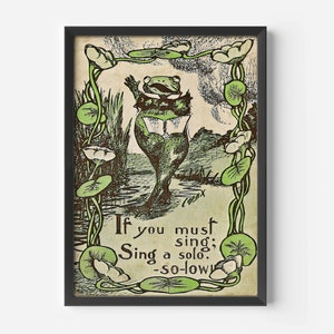 Funny Frog Singing, Vintage Frog Poster, Frog Wall Art, Frog Home Decor ...