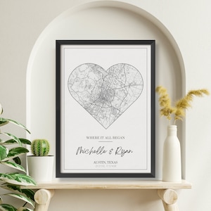 Custom Map Poster, Where We Met Map, Personalized Couples Gift, Custom ...
