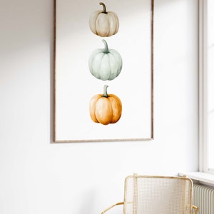 Vintage Watercolour Pumpkin Poster, Halloween Print, Fall Home Decor ...