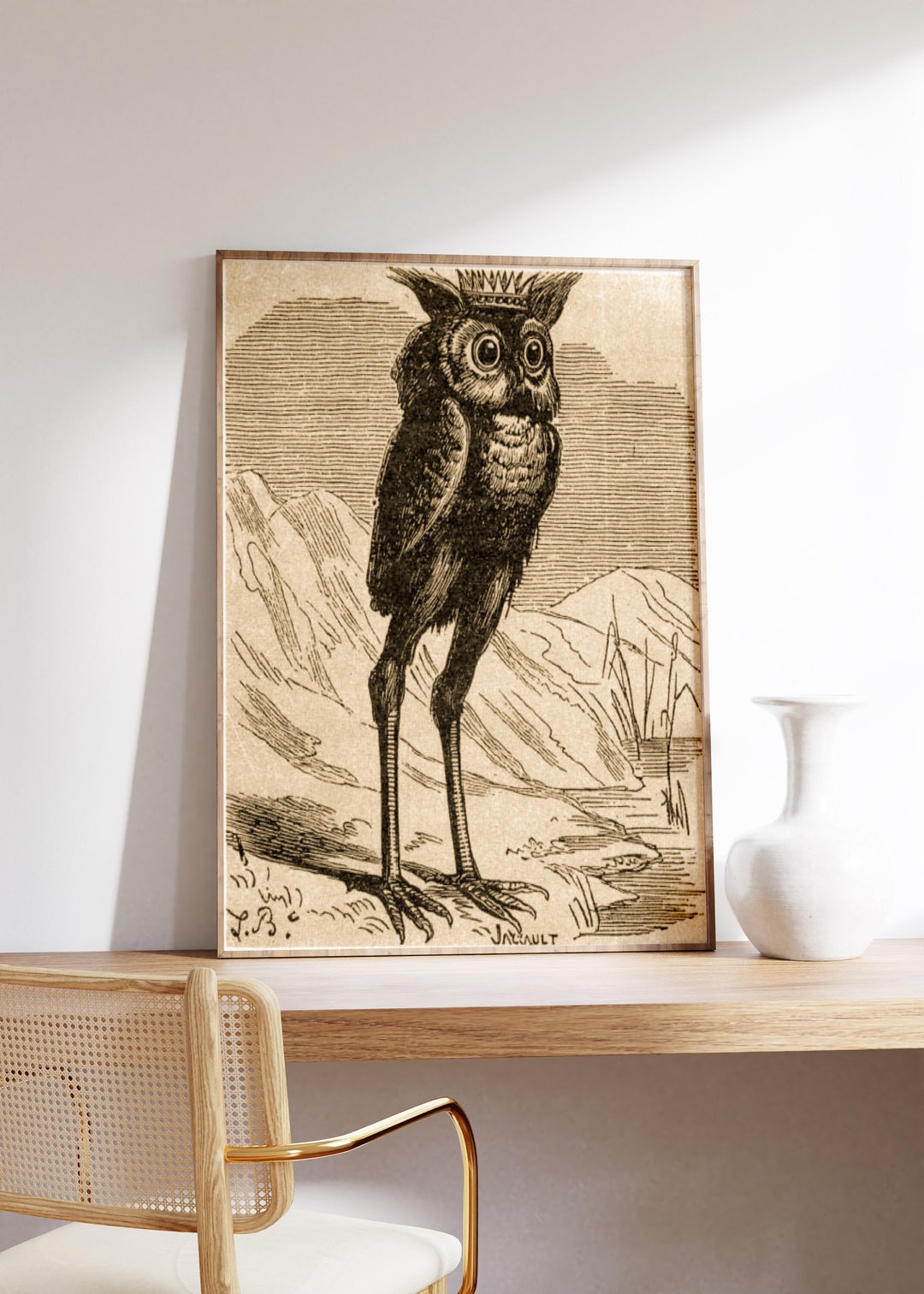 Vintage Crowned Owl Poster, Folklore Poster, Stolas Print, A Raven ...