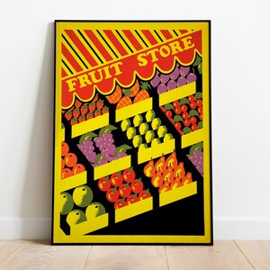 Fruit Store Poster, Fruit Print, Botanical Print, Abstract Wall Art ...