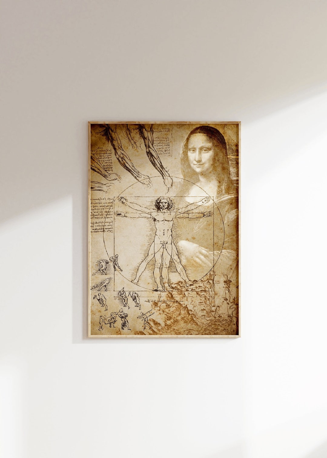 Vitruvian Man Vintage Print, Mona Lisa Print, Leonardo Da Vinci ...