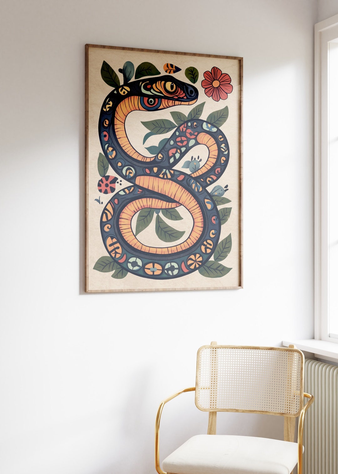 Vintage Mexican Snake Poster, Colourful Mexican Poster, Traditional ...