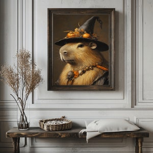 Capybara Wearing Witch Hat Print, Funny Capybara Poster, Vintage ...