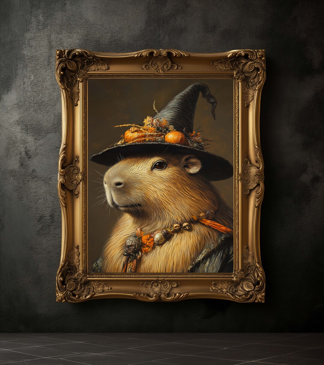 Capybara Wearing Witch Hat Print, Funny Capybara Poster, Vintage ...