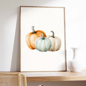Vintage Watercolour Pumpkin Poster, Halloween Print, Fall Home Decor ...
