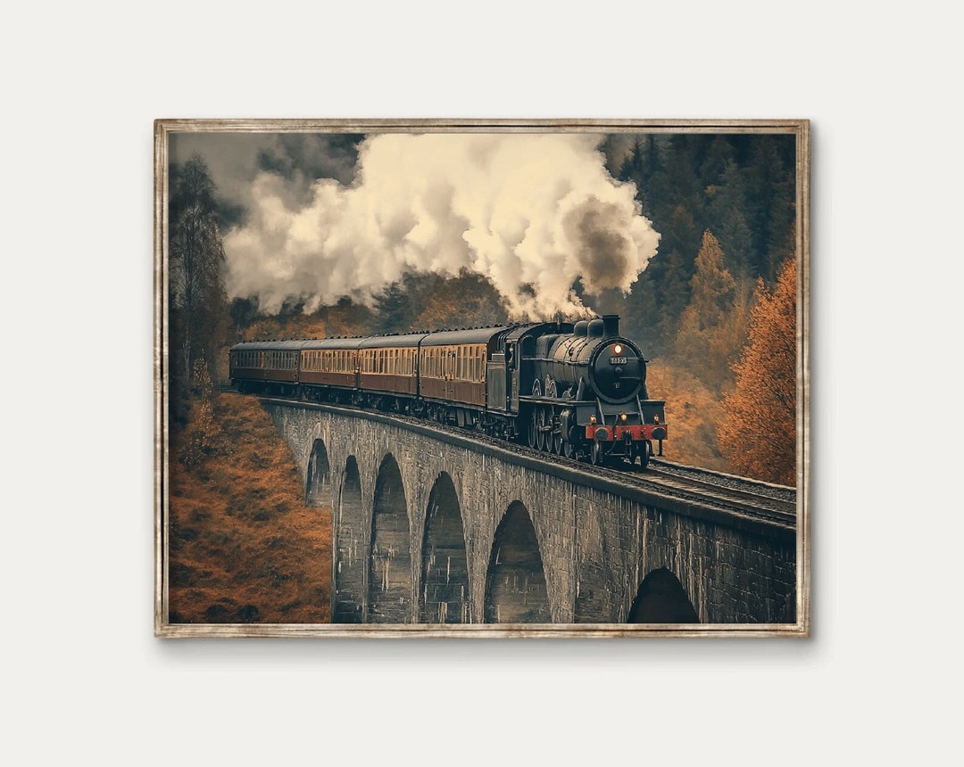 Vintage Old Train Print, Train Decor Art, Steam Train Decor, Train ...