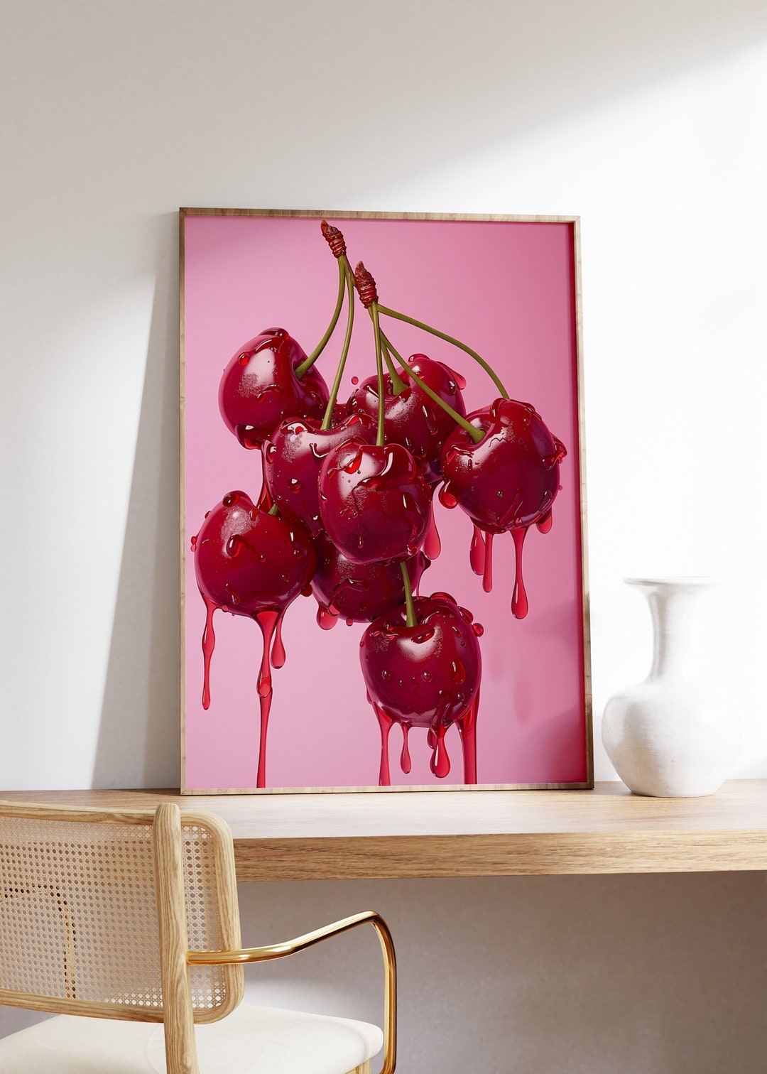 Trendy Cherry Print, Cherries Poster, Trendy Print, Kitchen Wall Art ...