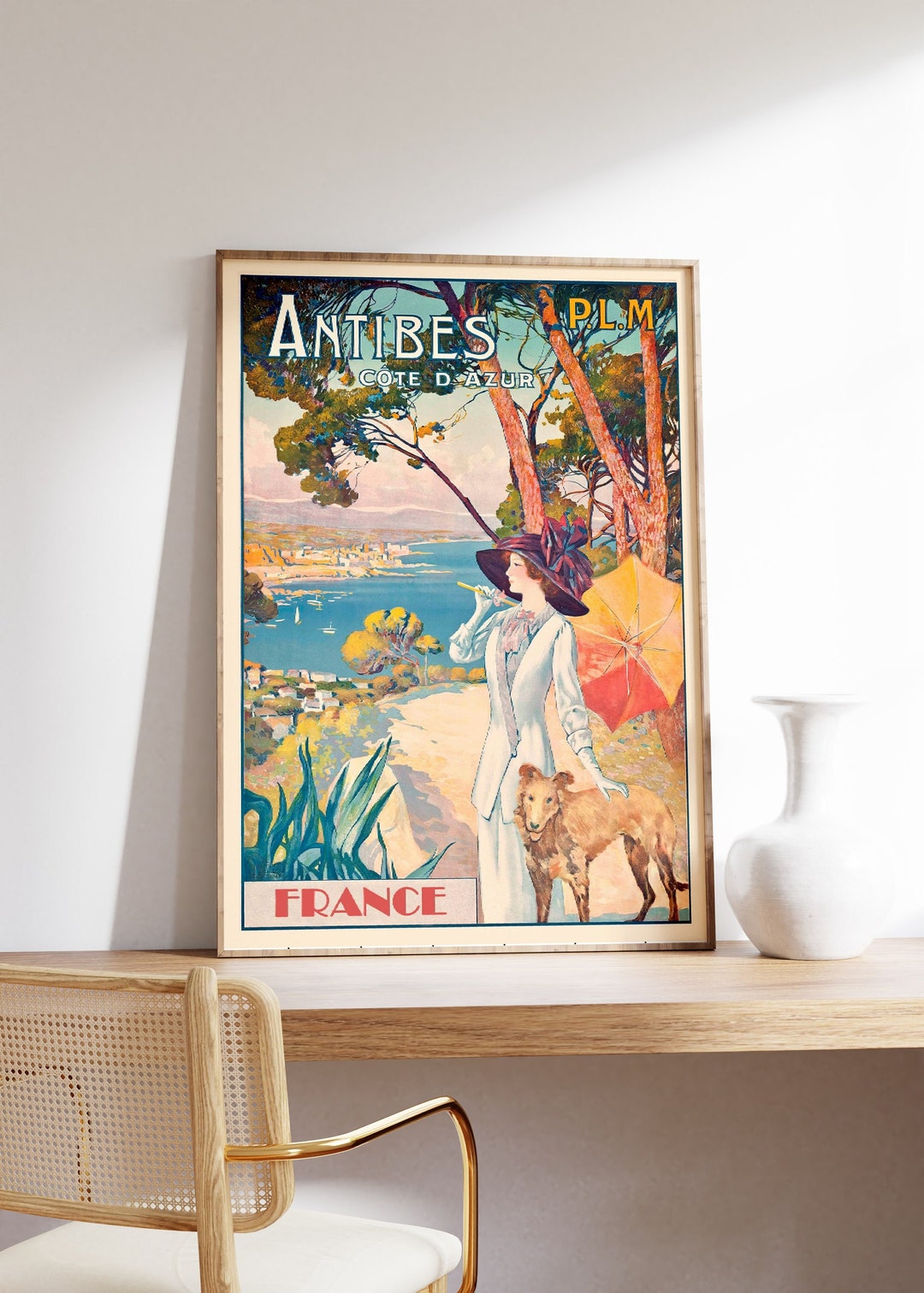 France Antibes Poster, Travel Print, French Print, Beach Ocean Wall Art, Summertime, Vintage ...