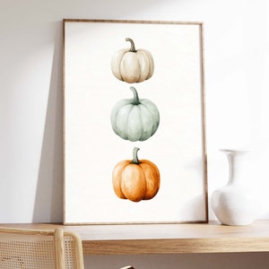 Vintage Watercolour Pumpkin Poster, Halloween Print, Fall Home Decor ...