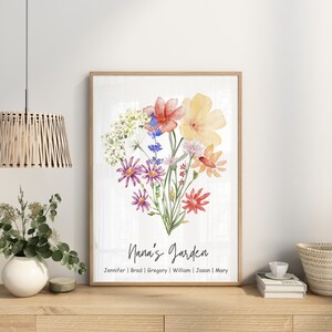 Custom Family Flower Bouquet, Birth Month Flower Art, Birth Flower ...