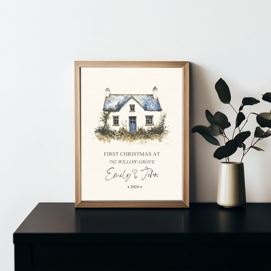 Our First House Christmas Print, Personalized Housewarming Gift, New ...